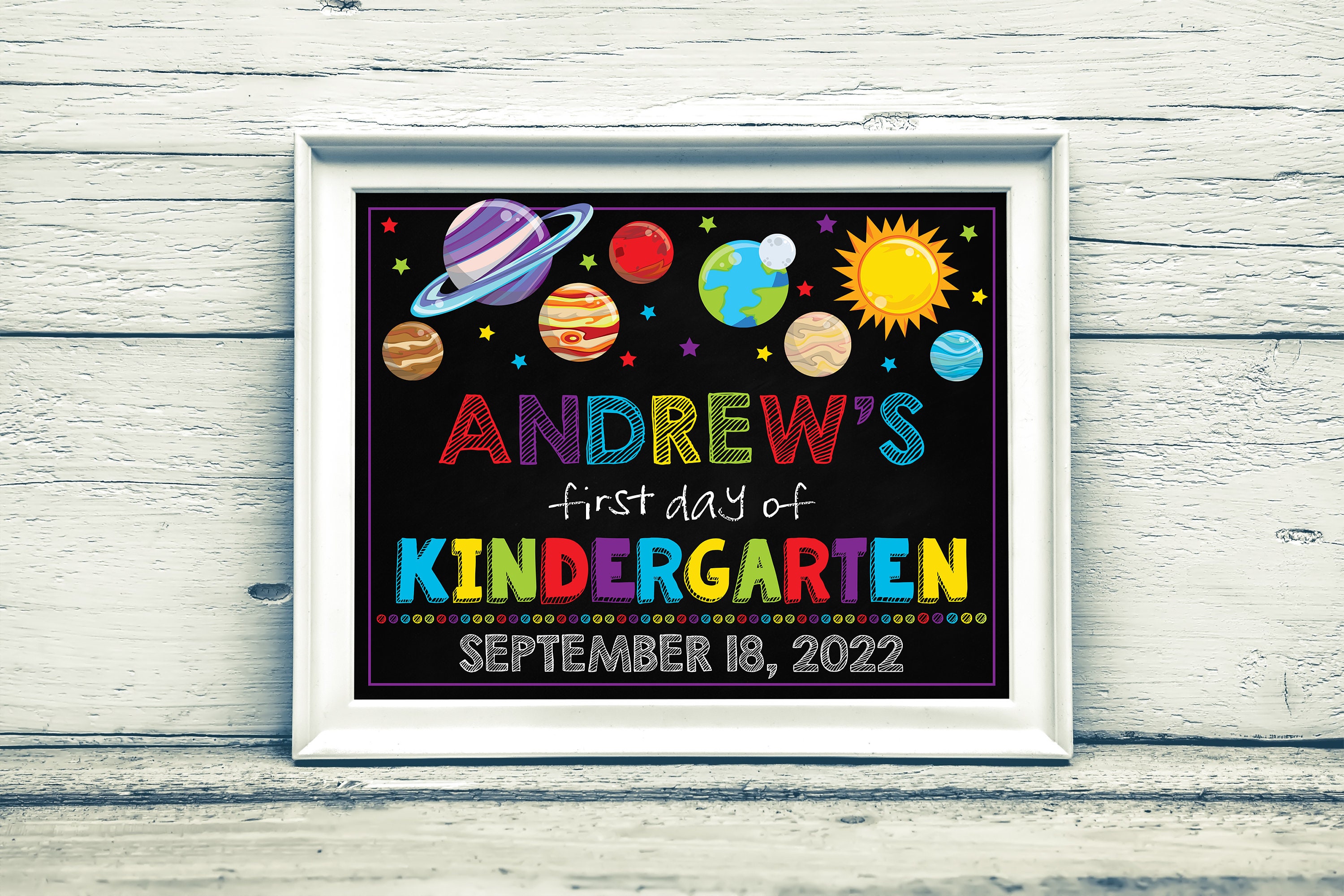 Editable First Day of Kindergarten Sign Solar System First Day - Etsy