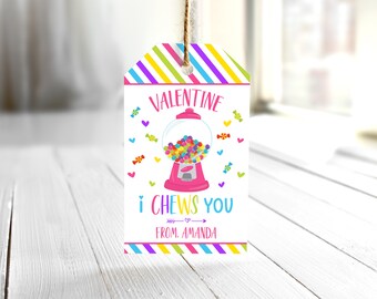 Bubble Gum Valentine's Day Tag School Classroom Valentine Gift Tag ...