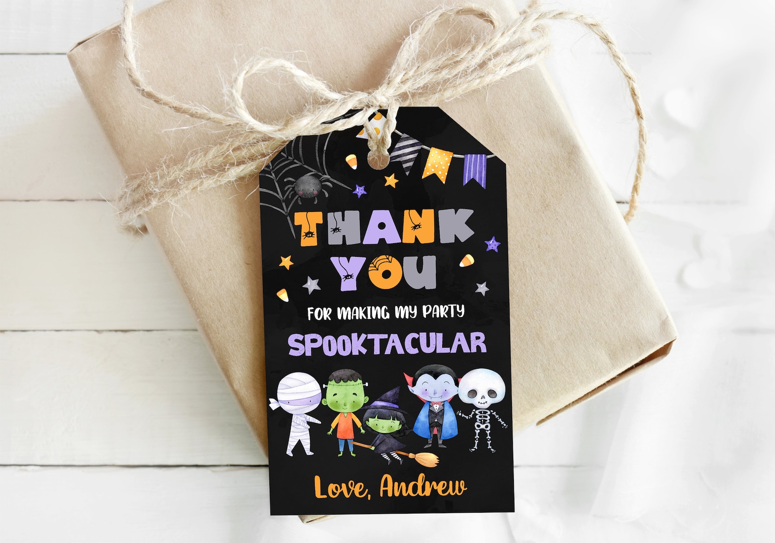 EDITABLE Halloween Birthday Thank You Tag Halloween Treat Tags - Etsy