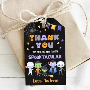 EDITABLE Halloween Birthday Thank You Tag Halloween Treat Tags ...