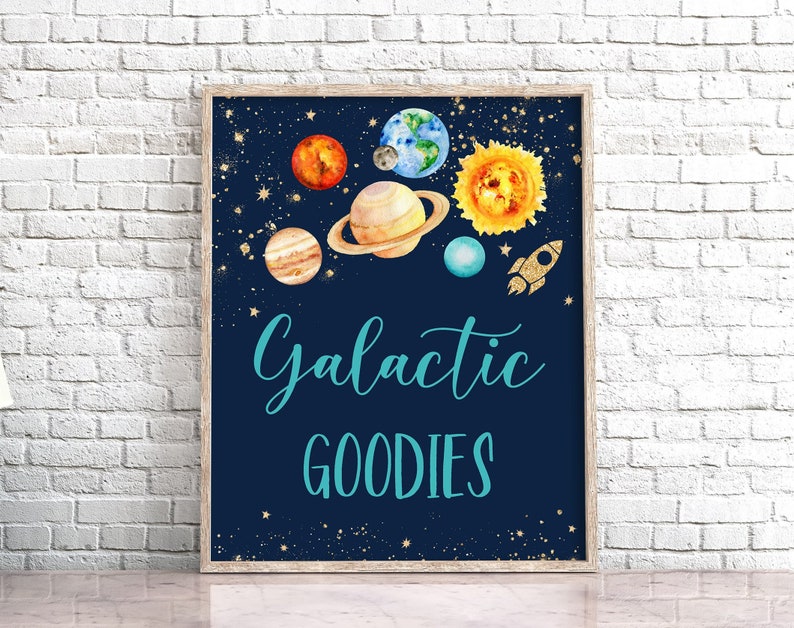 Outer Space Galactic Goodies Sign Planet Solar System Party Galaxy Food ...