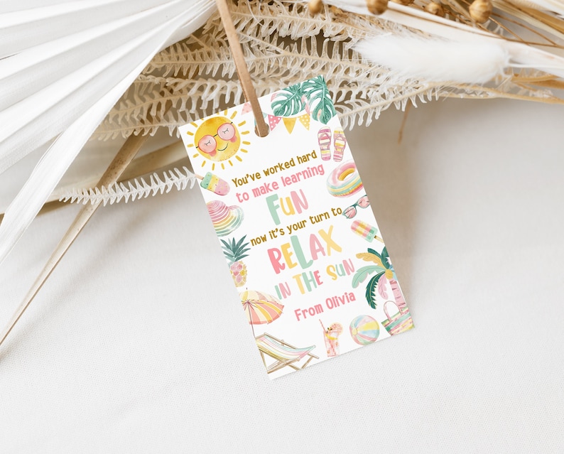 Teacher Appreciation Gift Tag Your Turn to Relax in the Sun Teacher Tag ...