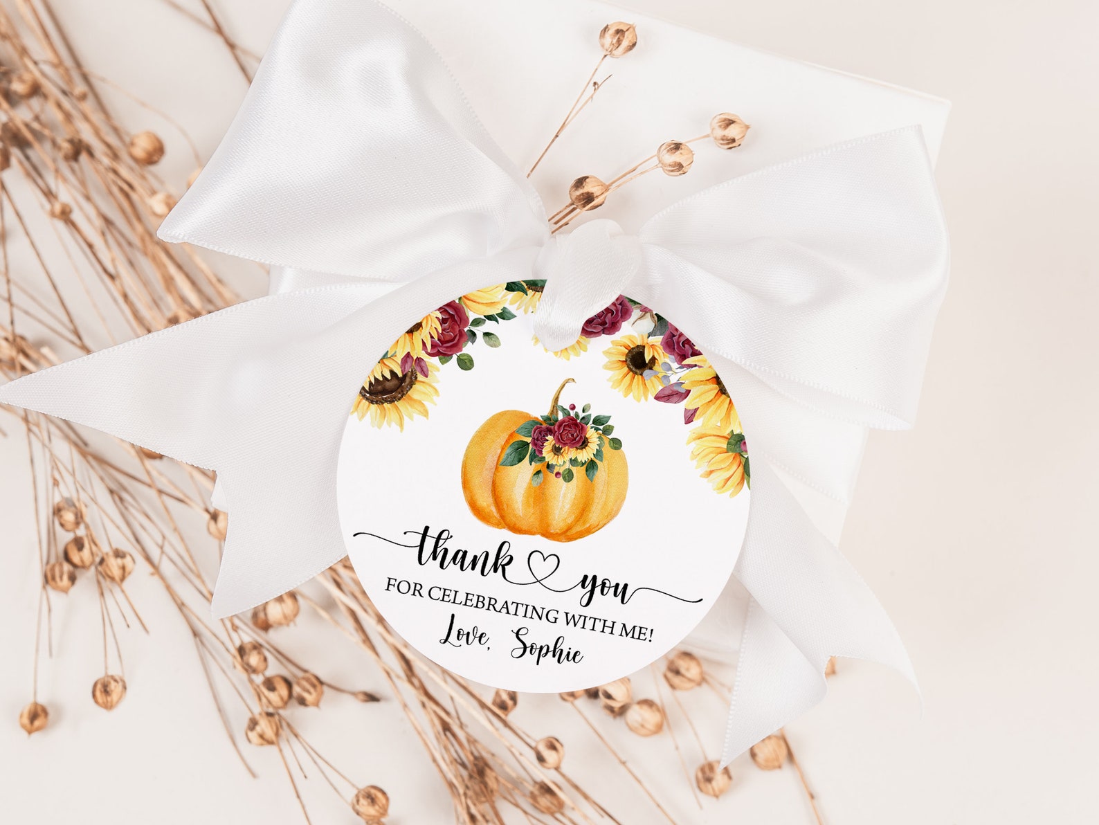 EDITABLE Pumpkin Thank You Tags Pumpkin Favor Tag Pumpkin Gift - Etsy