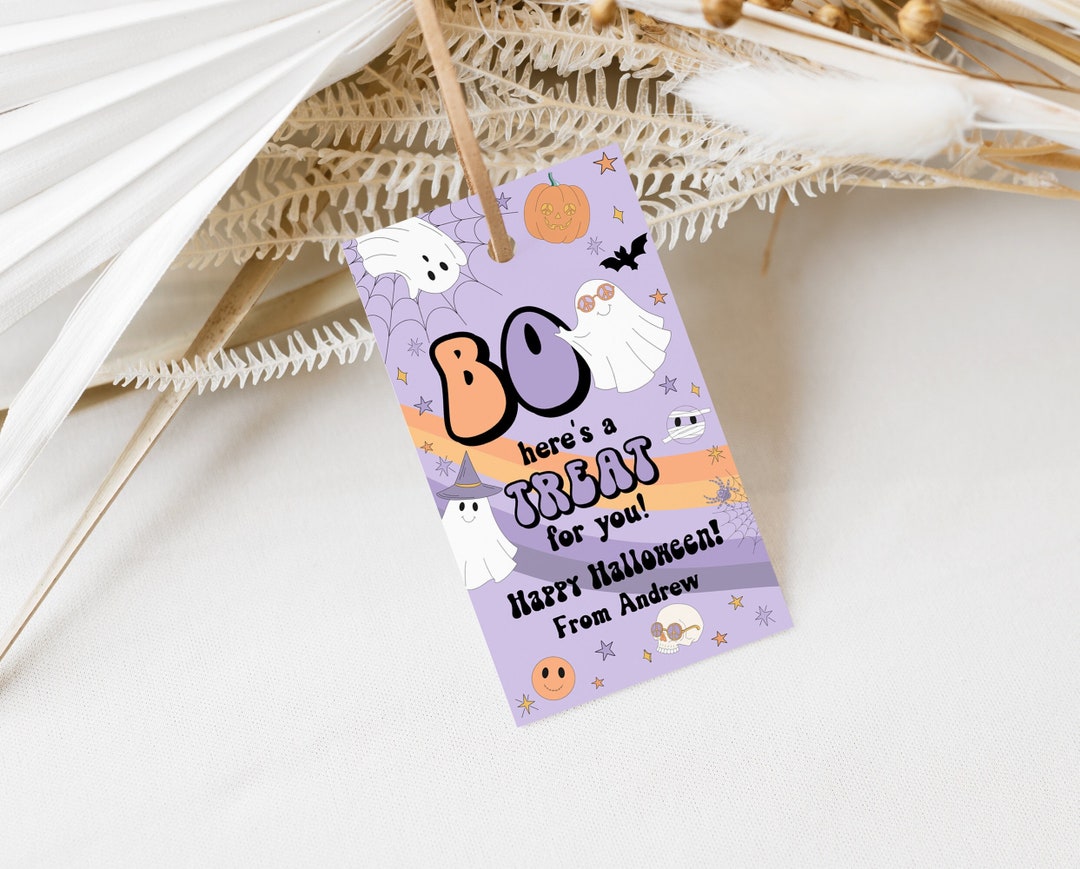 EDITABLE Halloween Treat Tags Boo Halloween Tag Groovy Halloween Party ...