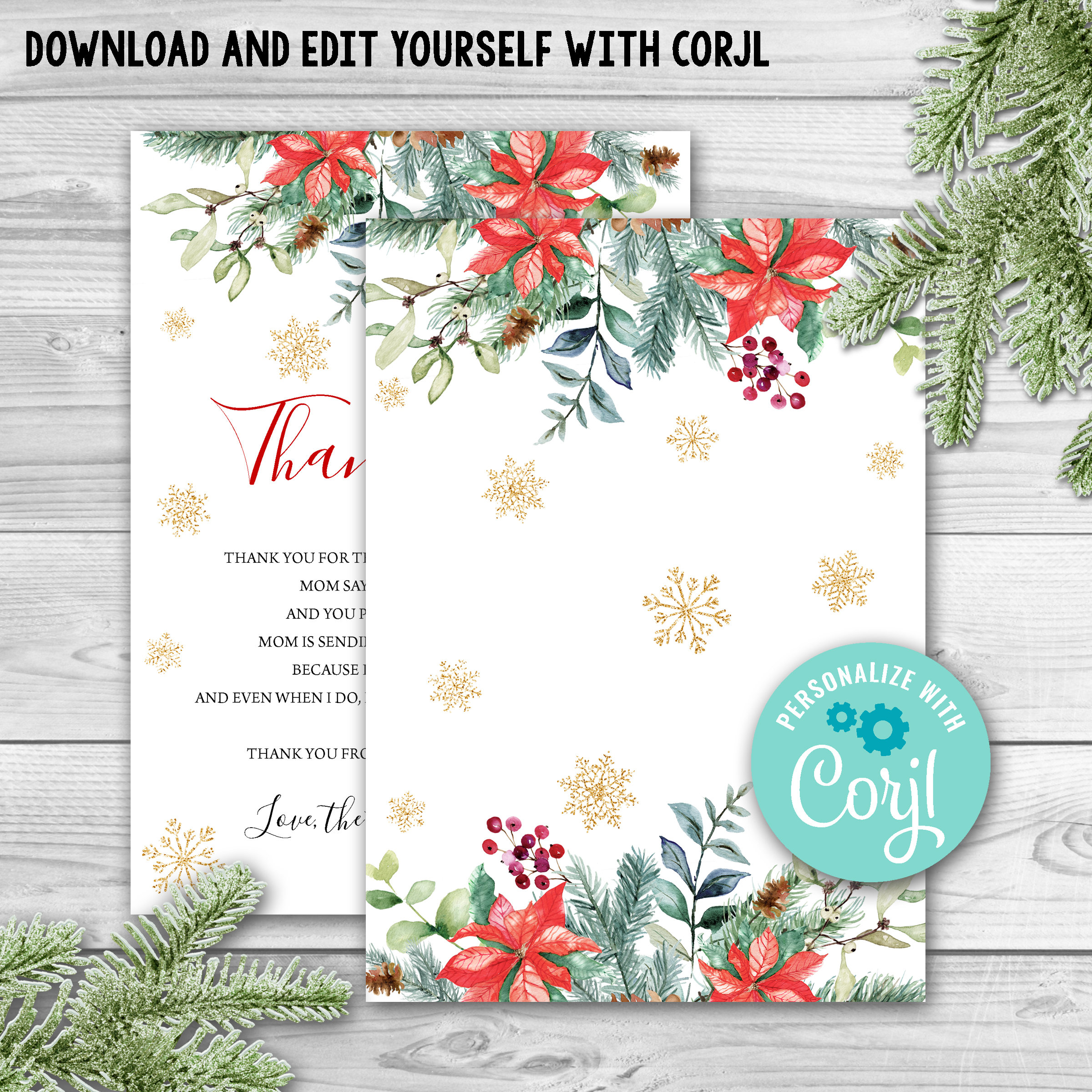 Editable Winter Thank You Card Winter Baby Shower Thank You - Etsy