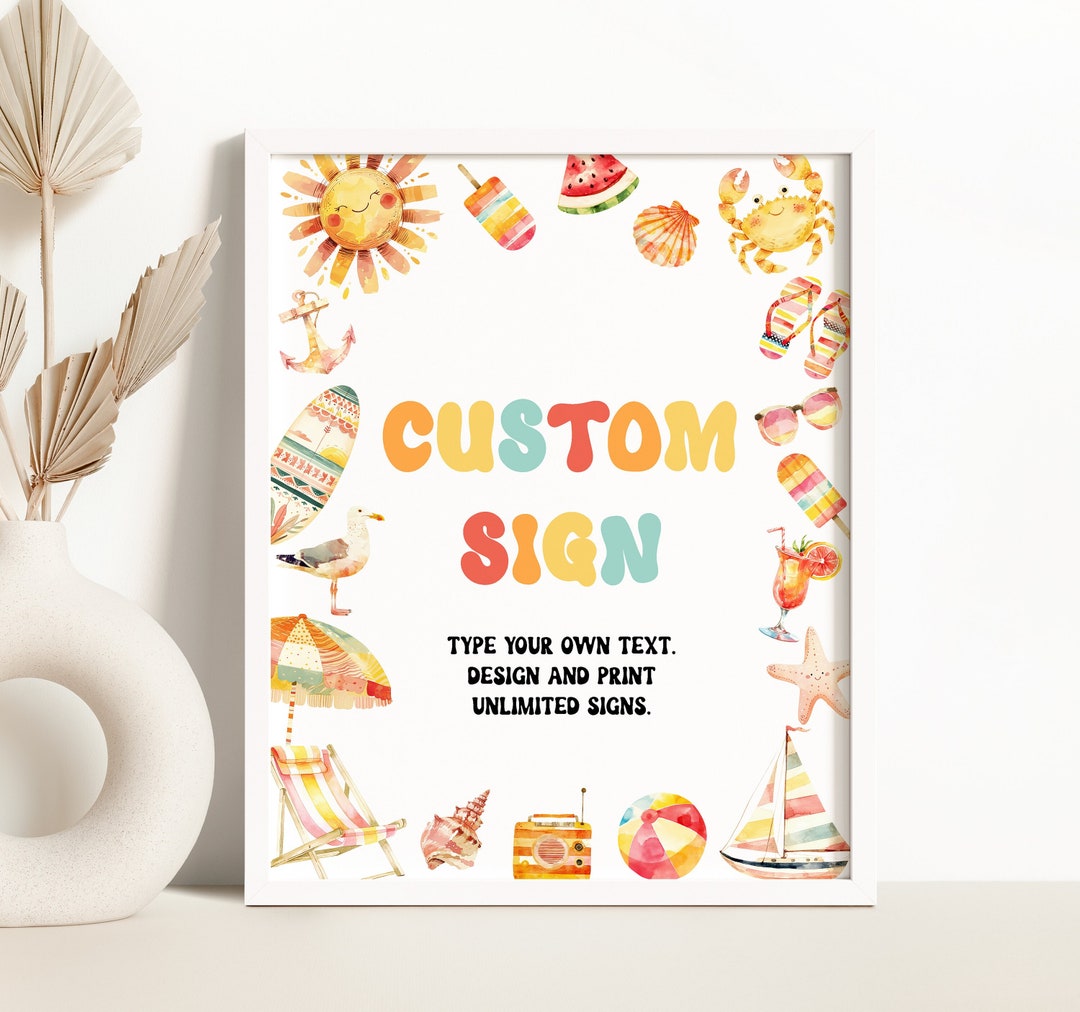 Pool Party Fully Editable Custom Sign Editable Splish Splash Birthday ...