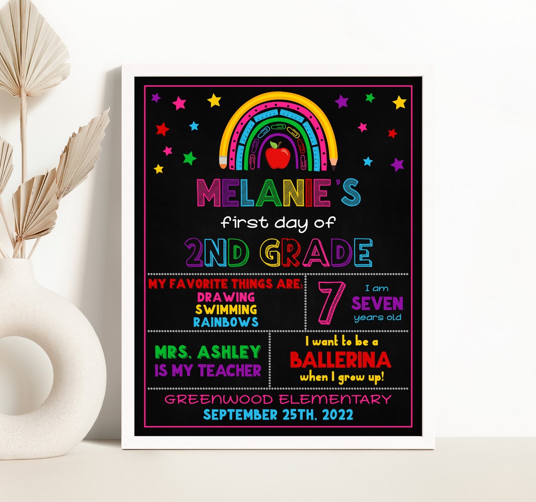 Editable First Day of 2nd Grade Sign Personalized First Day of - Etsy