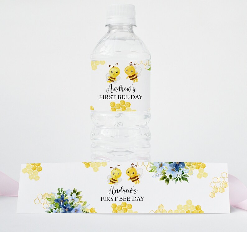 EDITABLE Bee Bottle Label Bumble Bee Water Labels Printable - Etsy