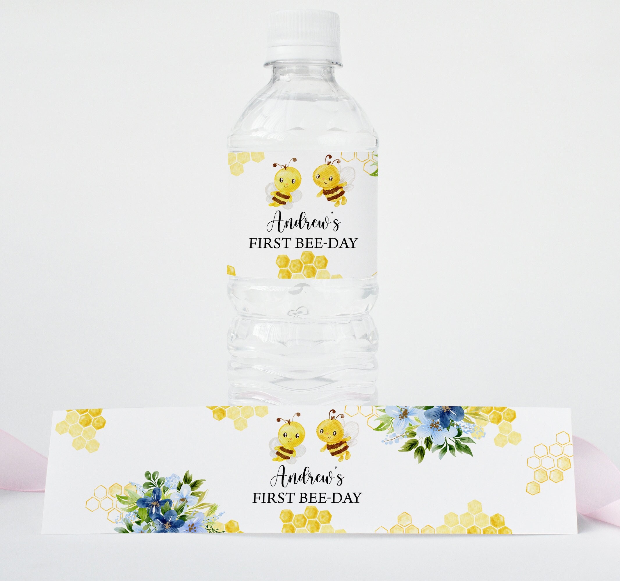 EDITABLE Bee Bottle Label Bumble Bee Water Labels Printable Honey Bee ...