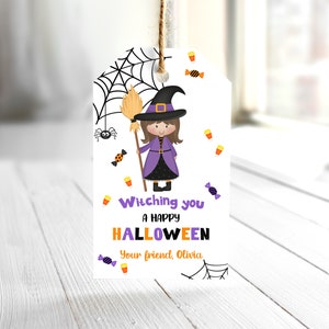 EDITABLE Halloween Treat Tags, Halloween Witch Favor Tags, Witching You ...