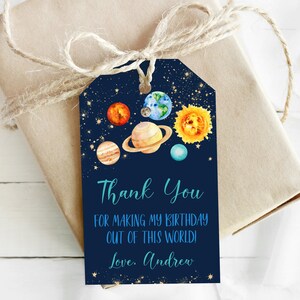 EDITABLE Space Birthday Favor Tags Galaxy Planets Outer Space Tag Outer ...