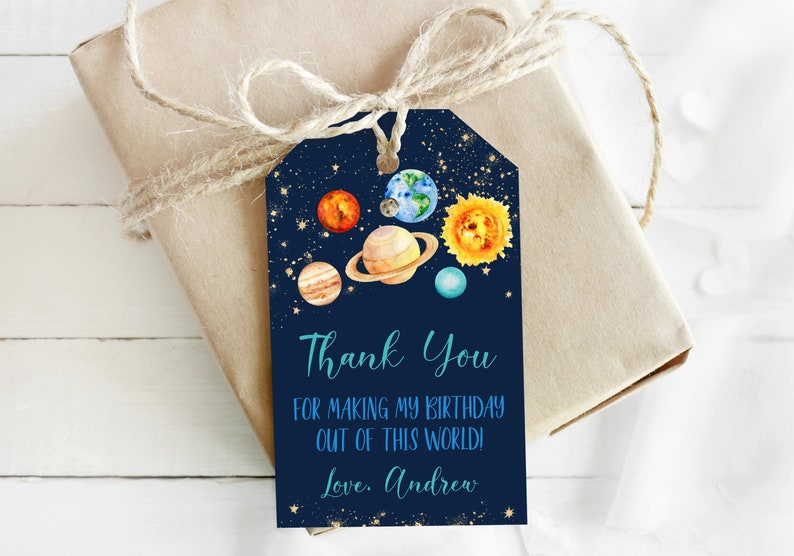 EDITABLE Space Birthday Favor Tags Galaxy Planets Outer Space Tag Outer ...