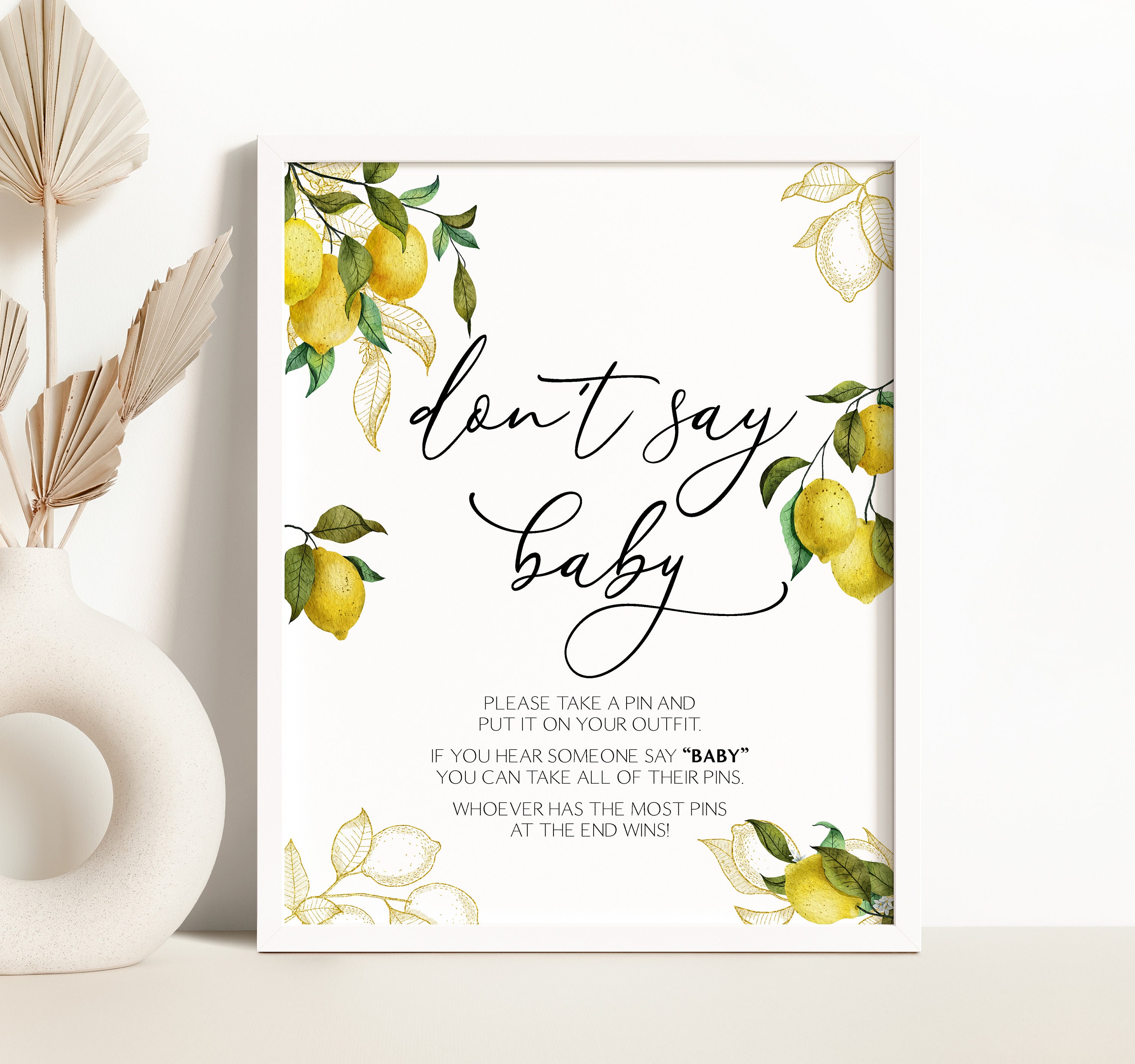 Lemon Don't Say Baby Shower Sign Citrus Baby Shower - Etsy