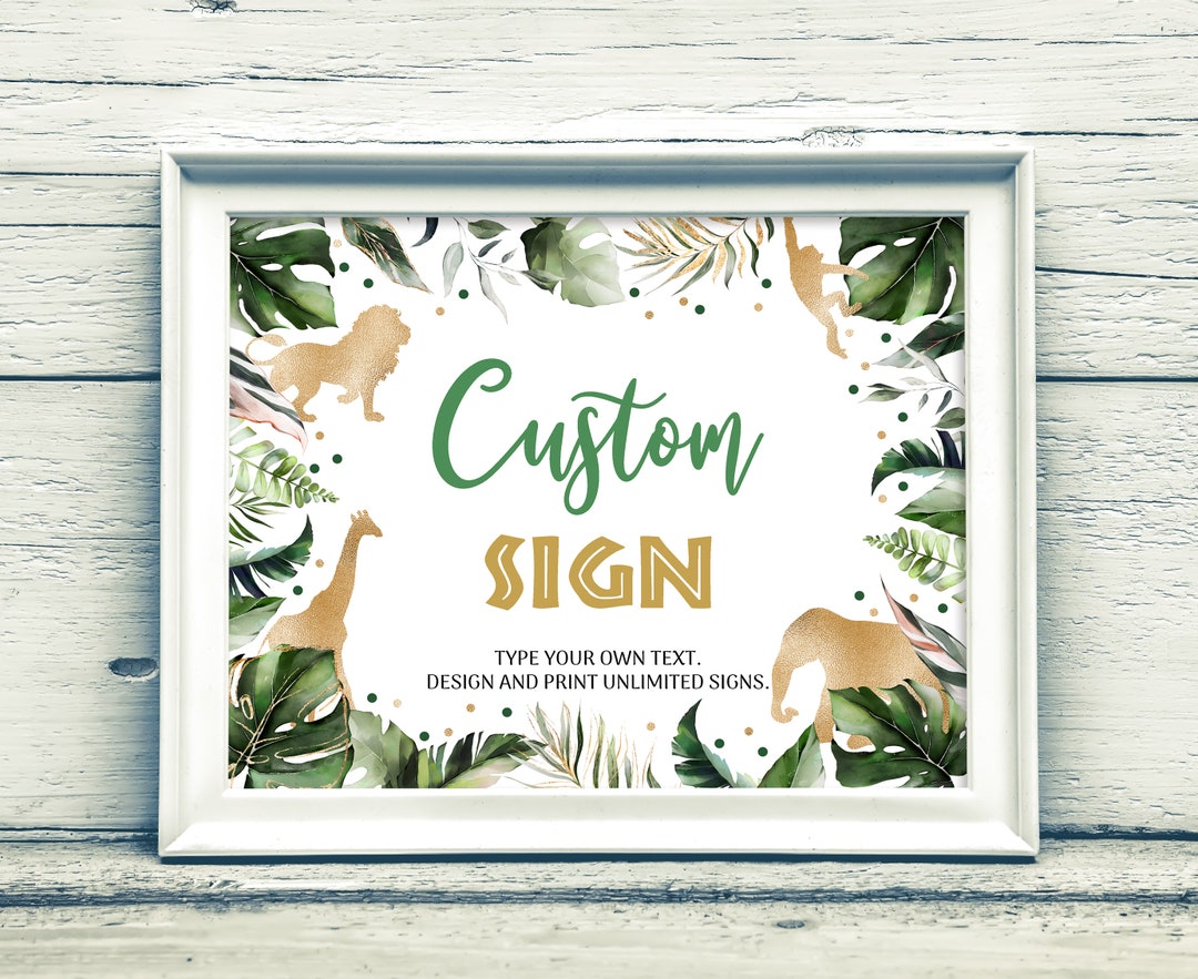 EDITABLE Safari Animals Birthday Table Sign Wild Animals Sign Custom ...