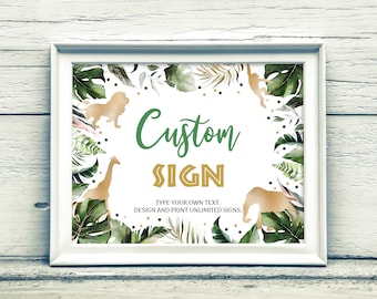 Editable Safari Animals Custom Sign Template Printable Wild Animals ...