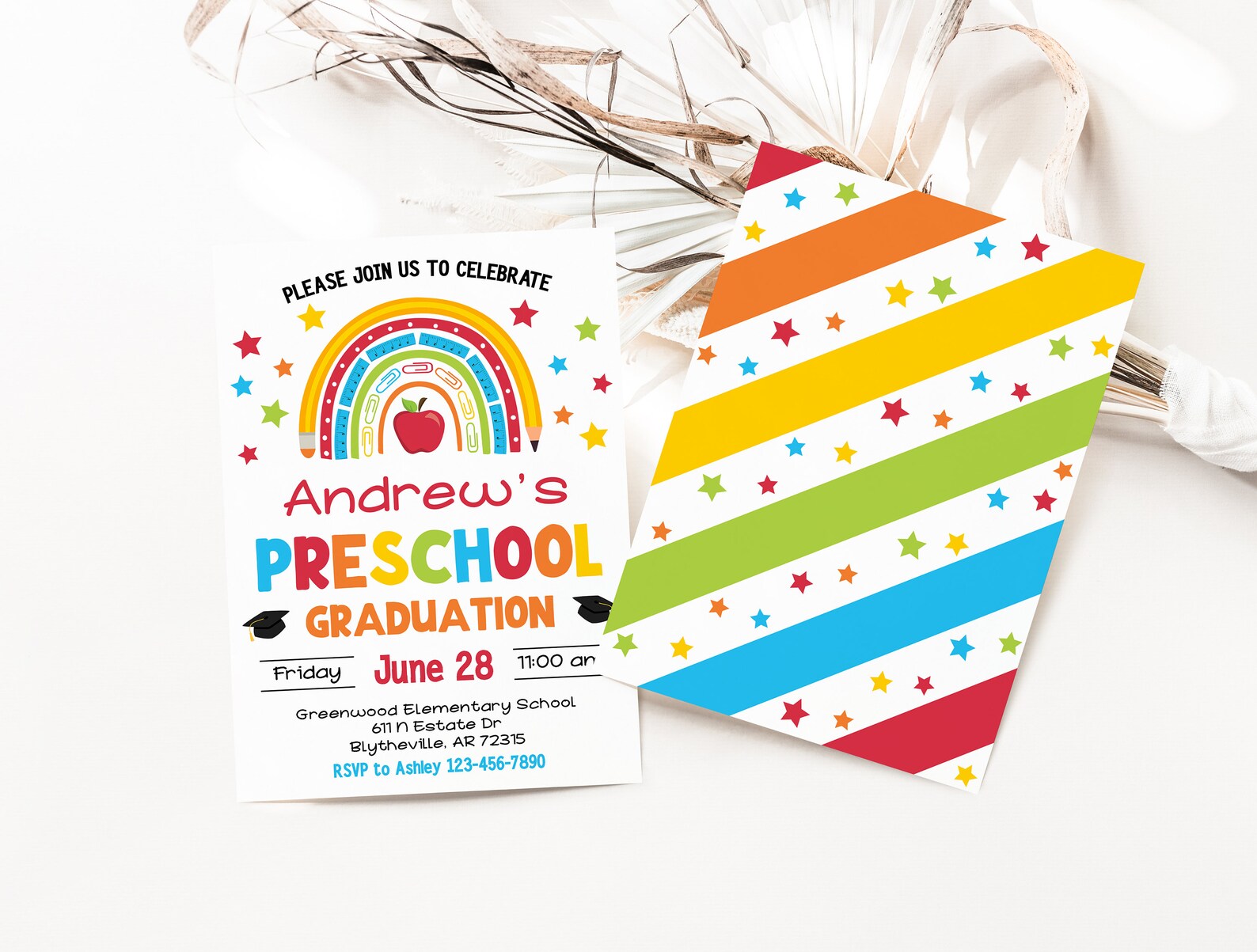 Preschool Graduation Invitation Editable Graduation Ceremony Invitation ...