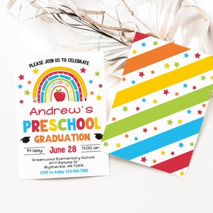 Preschool Graduation Invitation Editable Graduation Ceremony Invitation ...