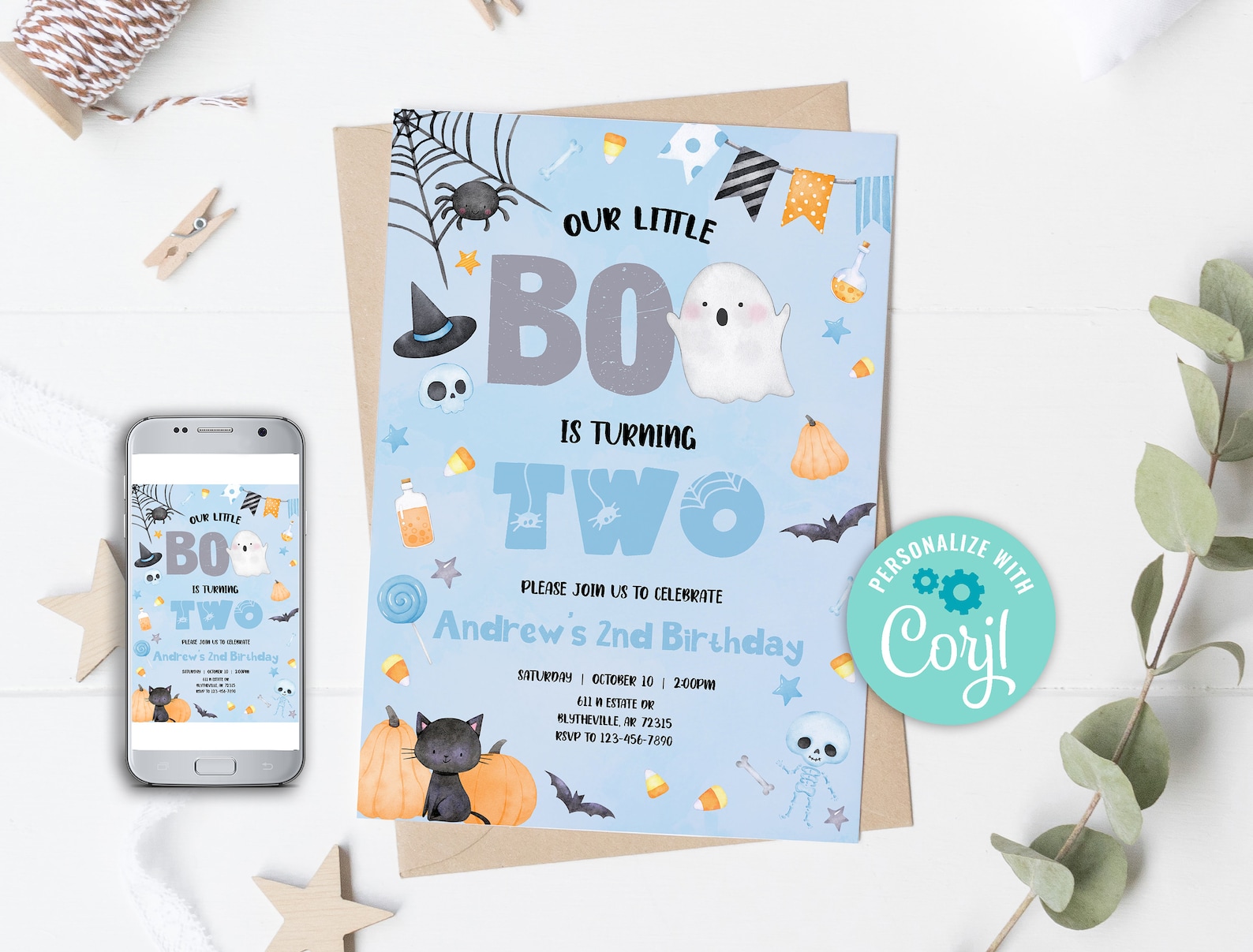 Editable Our Little Boo Birthday Party Invitation Halloween - Etsy