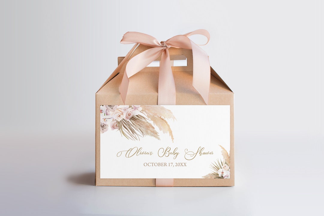 EDITABLE Pampas Grass Gable Box Favor Labels Boho Favor Bohemian Shower ...