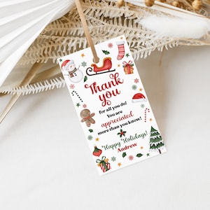 EDITABLE Thank You for All You Do Treat Tags Holiday Appreciation ...