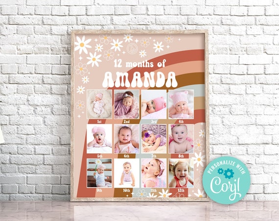 Editable Groovy First 12 Months Photo Collage Groovy One First - Etsy