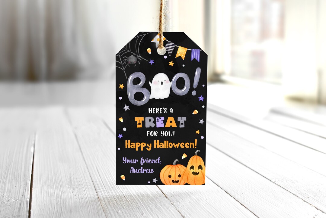 EDITABLE Halloween Treat Tags, Boo Halloween Tags, Halloween Pumpkin ...