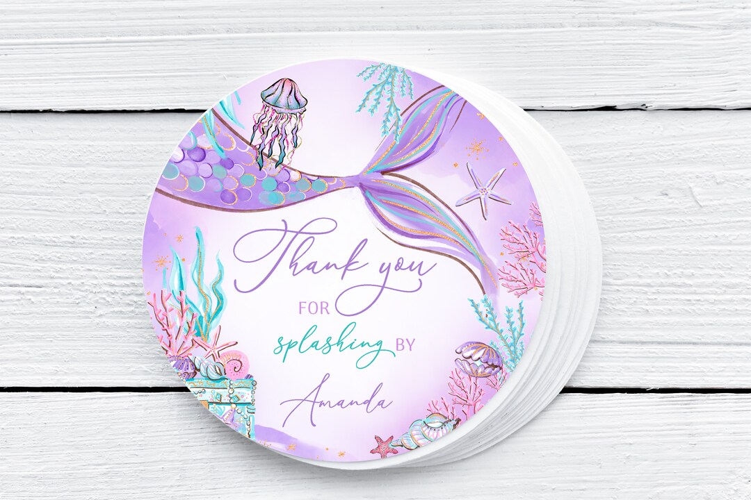 EDITABLE Mermaid Thank You for Splashing by Birthday Favor Tag Mermaid ...