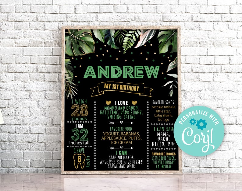 Editable Tropical Milestone Birthday Poster Greenery Palm - Etsy