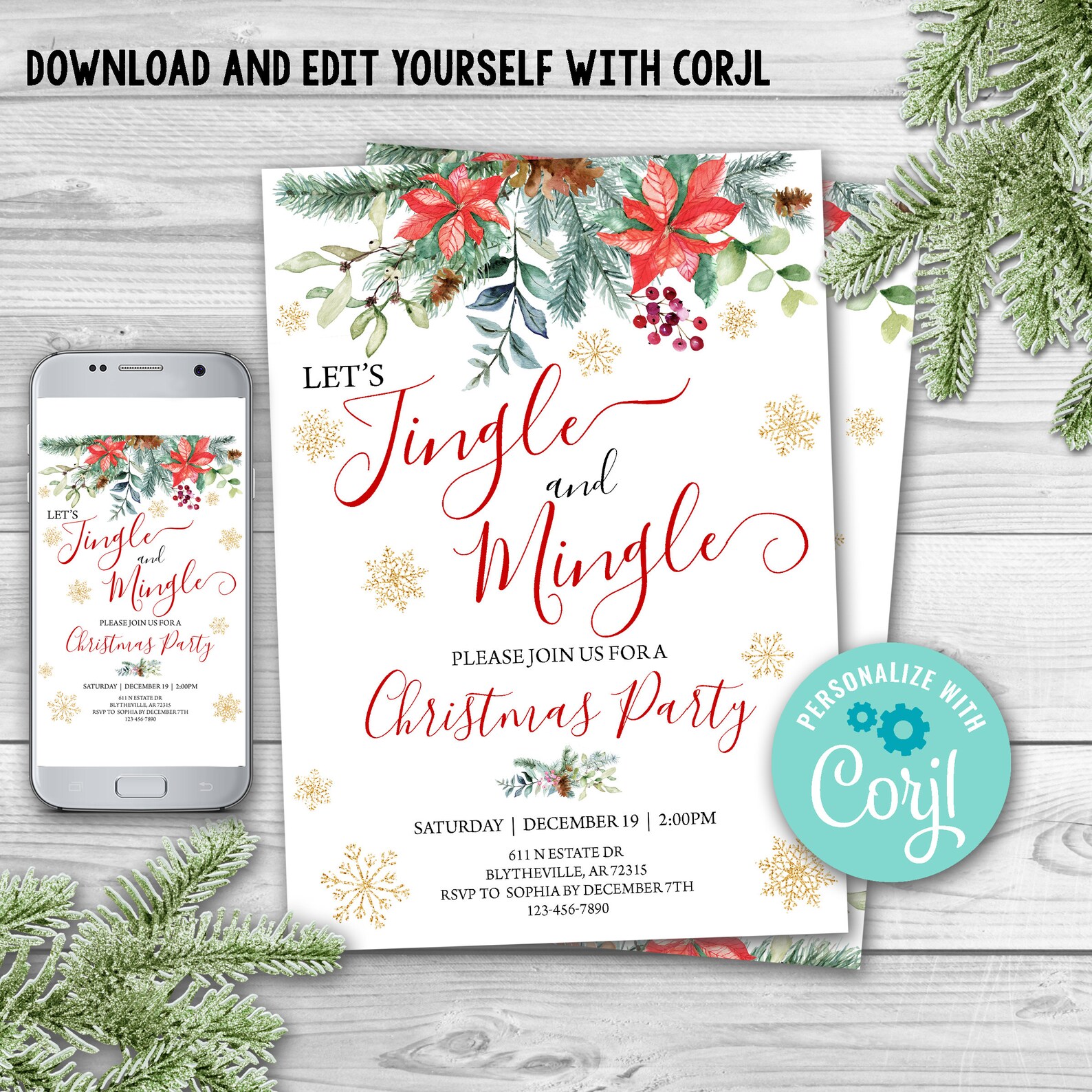 EDITABLE Jingle and Mingle Christmas Invitation Christmas - Etsy