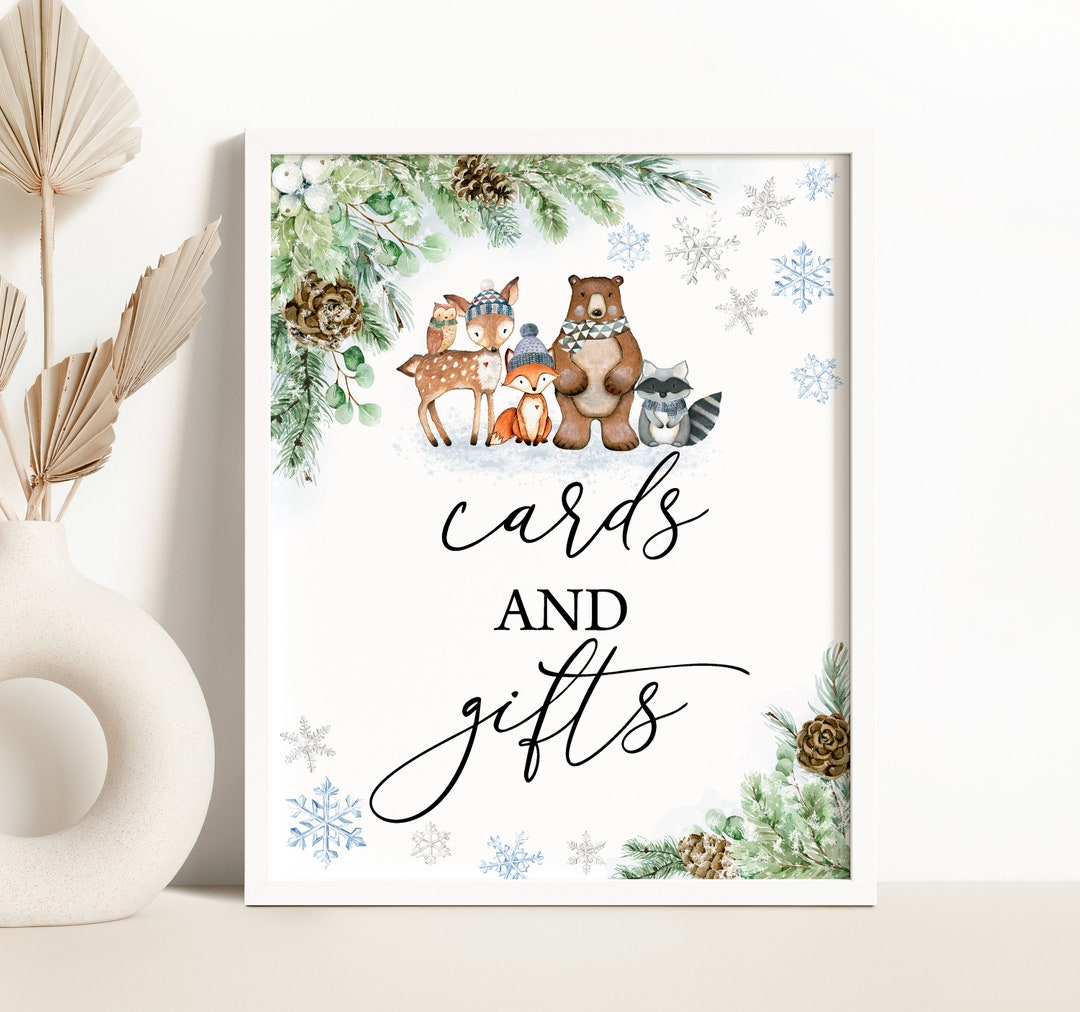 Winter Woodland Animals Cards and Gifts Sign Winter Wonderland Baby ...