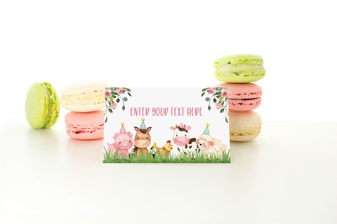 EDITABLE Farm Tent Card Farm Food Tags Farm Animals Food Labels Pink ...