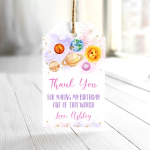 EDITABLE Space Birthday Favor Tags Galaxy Planets Outer Space Tag Outer ...