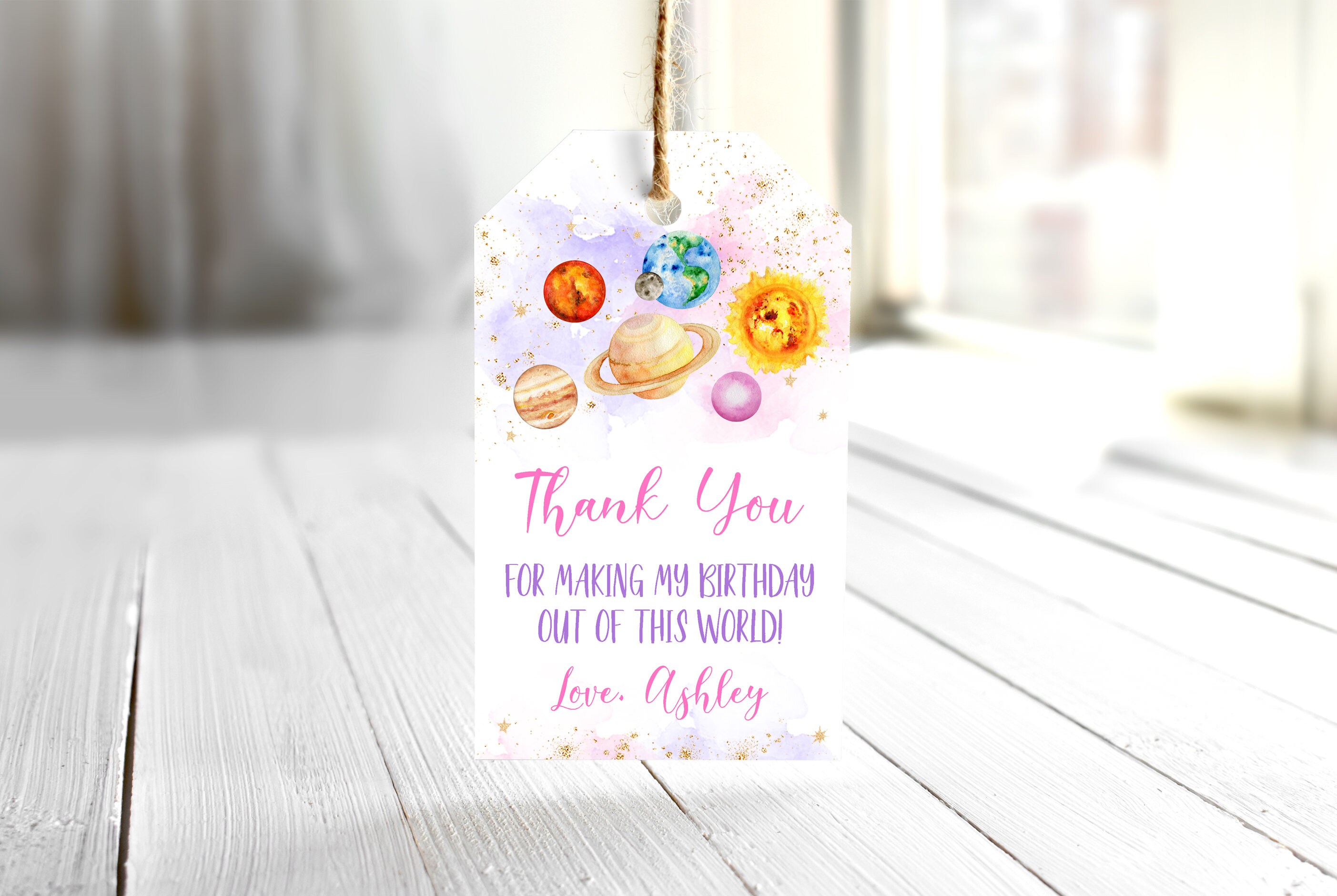 EDITABLE Space Birthday Favor Tags Galaxy Planets Outer Space Tag Outer ...