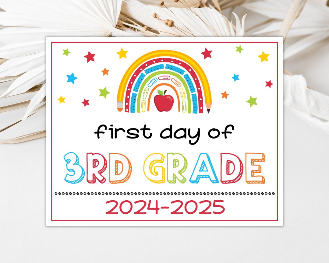 Back to School Sign First Day of Third Grade Sign First Day of School ...