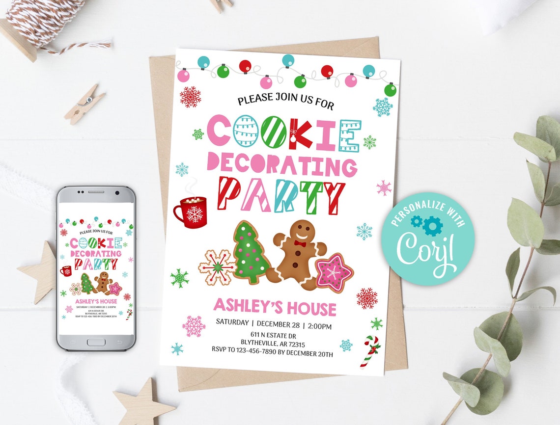 EDITABLE Cookie Decorating Party Invitation, Cookie Party, Cookies and ...