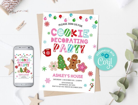 EDITABLE Cookie Decorating Party Invitation Cookie Party | Etsy
