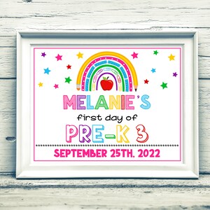Editable First Day of Pre-k Sign First Day of School Sign Chalkboard ...