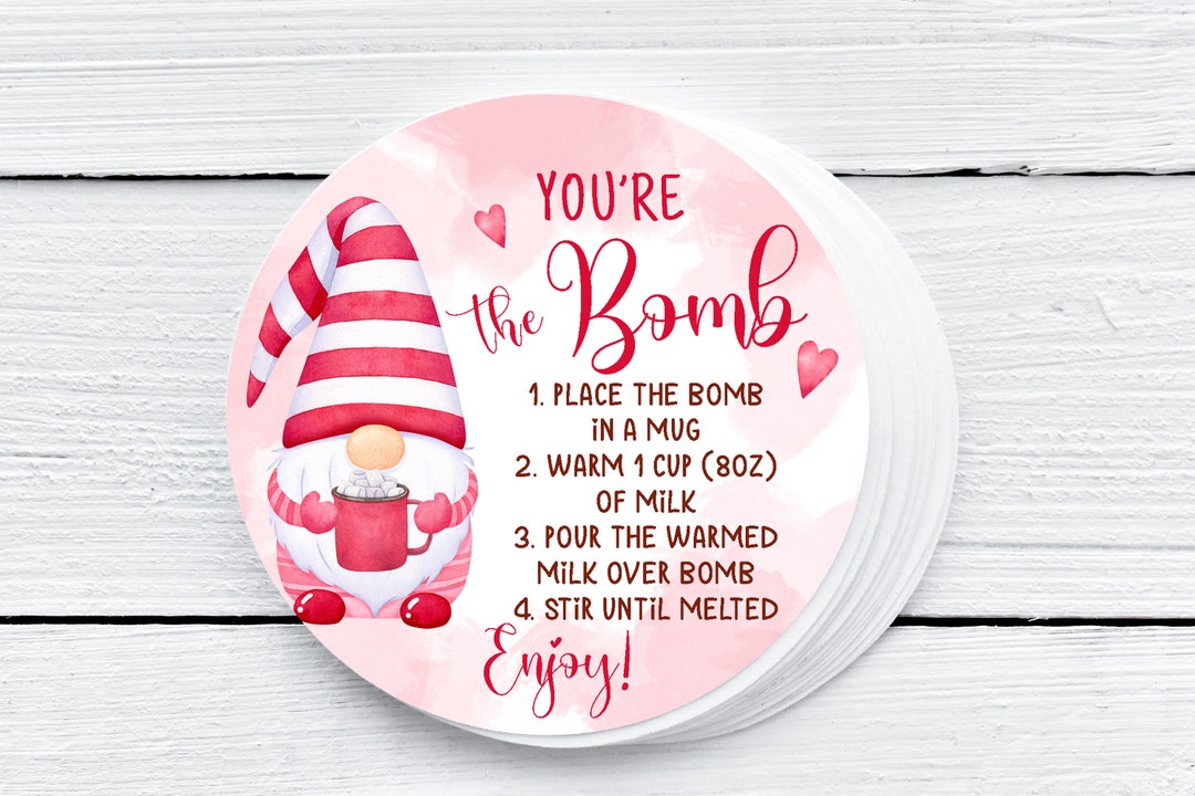 Editable Valentine Gnome Hot Cocoa Bomb Tags Gnome Valentine's Day Gift ...