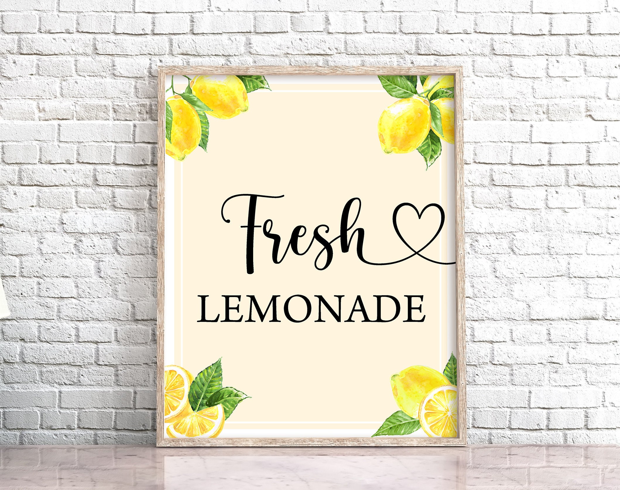 Lemon Fresh Lemonade Table Sign, Citrus Baby Shower Decor, Printable ...