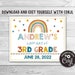 Editable Last Day of 3rd Grade Sign Boho Rainbow Last Day of School ...