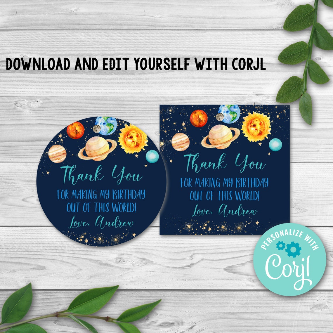 EDITABLE Space Birthday Favor Tags Galaxy Planets Outer Space - Etsy
