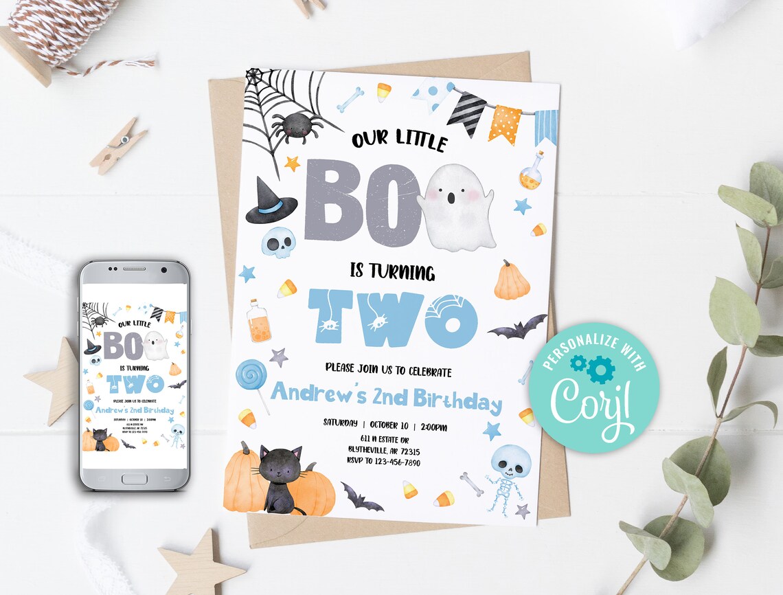 Editable Our Little Boo Birthday Party Invitation Halloween - Etsy