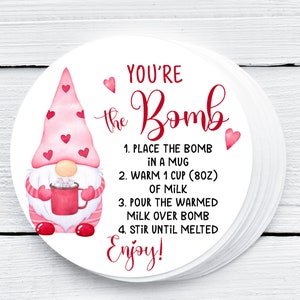 Editable Valentine Gnome Hot Cocoa Bomb Tags Gnome Valentine's Day Gift ...