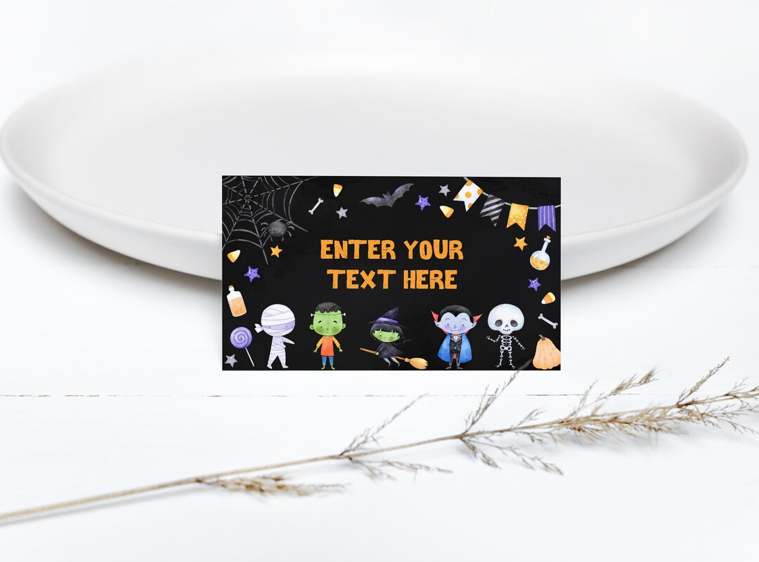 EDITABLE Halloween Birthday Food Cards Halloween Costume Party Food ...