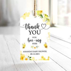 EDITABLE Bee Thank You Tags Thank You for Bee-ing Here Favor Tag Honey ...