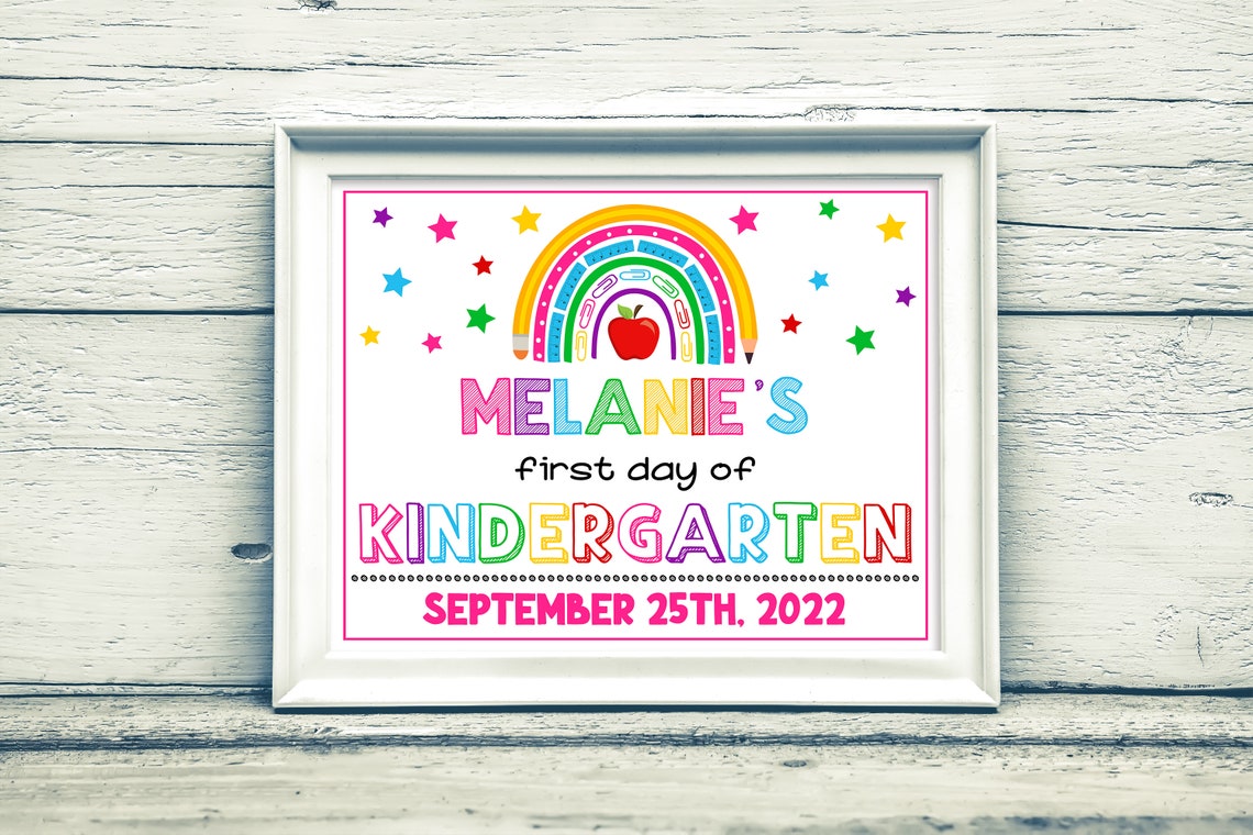 Editable First Day of Kindergarten Sign First Day of School - Etsy