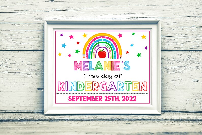 Editable First Day of Kindergarten Sign First Day of School - Etsy
