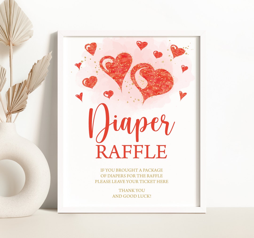 Valentine Baby Shower Diaper Raffle Sign A Little Sweetheart Baby ...