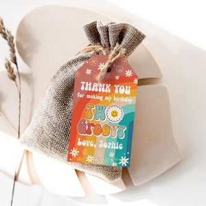 EDITABLE Two Groovy Birthday Favor Thank You Tag Groovy Birthday Favor ...