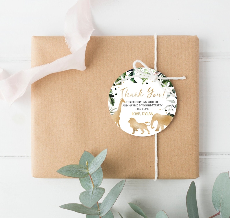 EDITABLE Gold WILD Animals Favor Tag Printable Jungle Favor - Etsy
